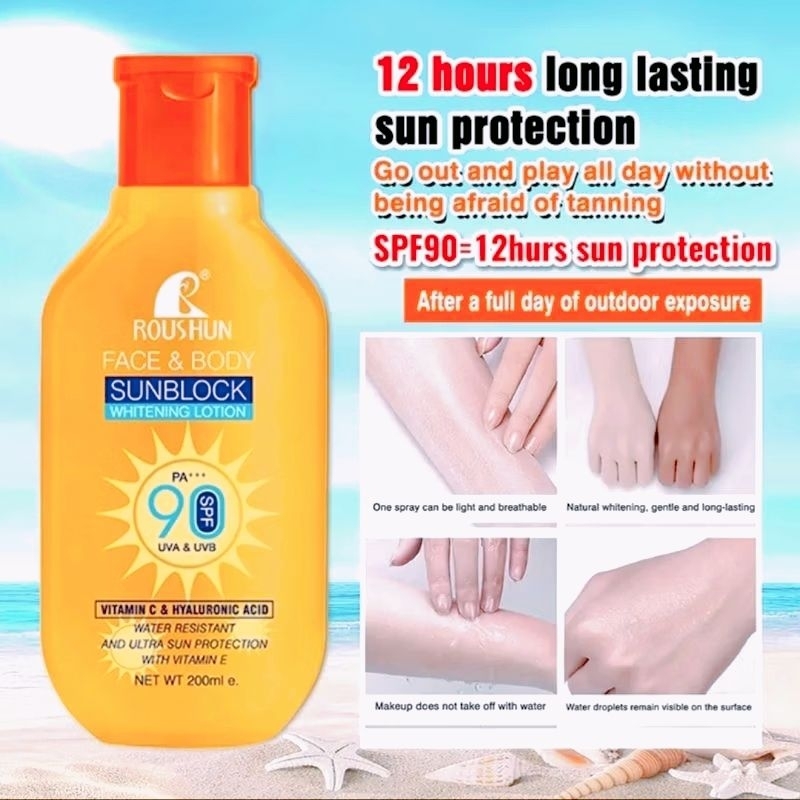 ROUSHUN FACE & BODY SUNBLOCK WHITENING LOTION 200ML | Shopee Philippines