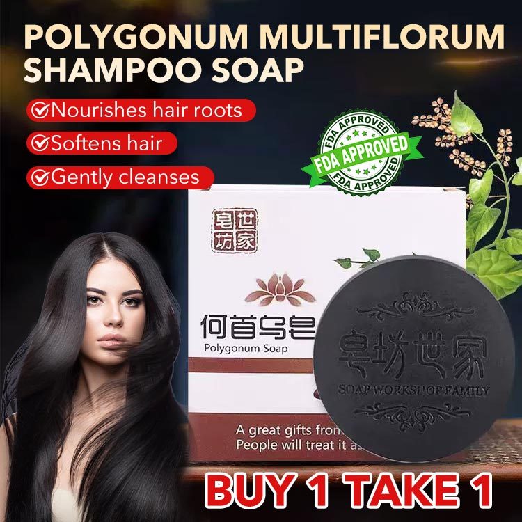 【Buy 1 Get 1】Ginseng Polygonum Soap Black Hair Shampoo Anti Hair Loss ...