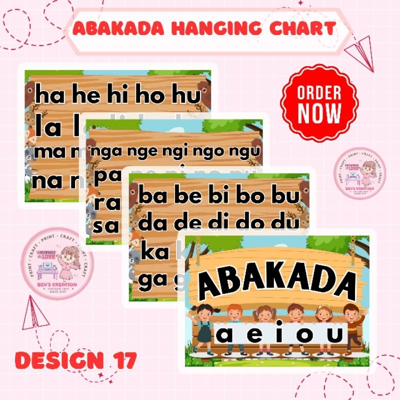 ABAKADA HANGING READING WALL CHART - 5 PCS HIGH QUALITY FULLY LAMINATED ...