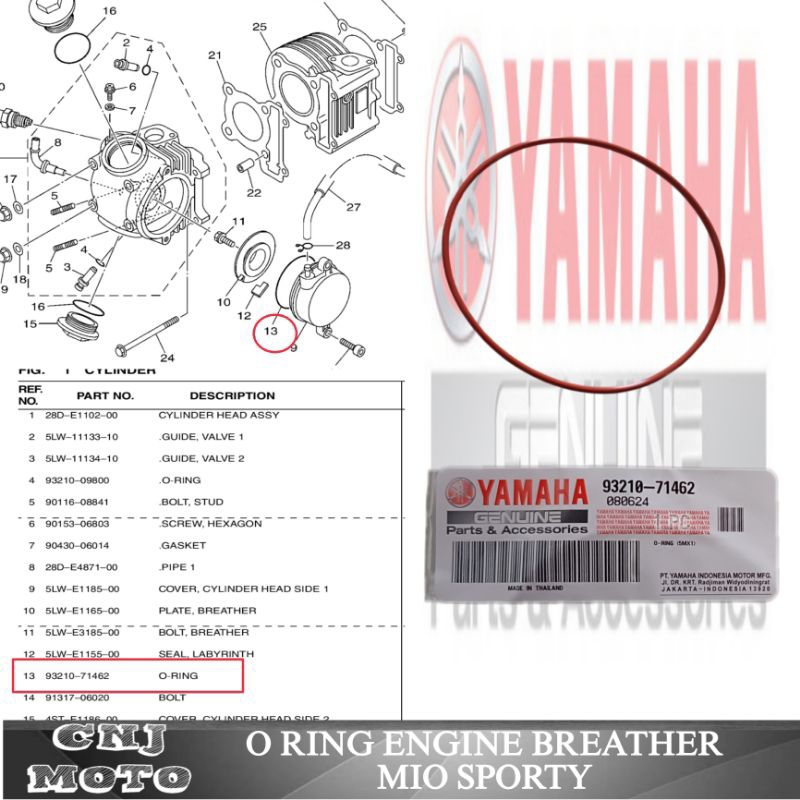 ENGINE BREATHER O-RING (MIO SPORTY) 93210-71462 | Shopee Philippines
