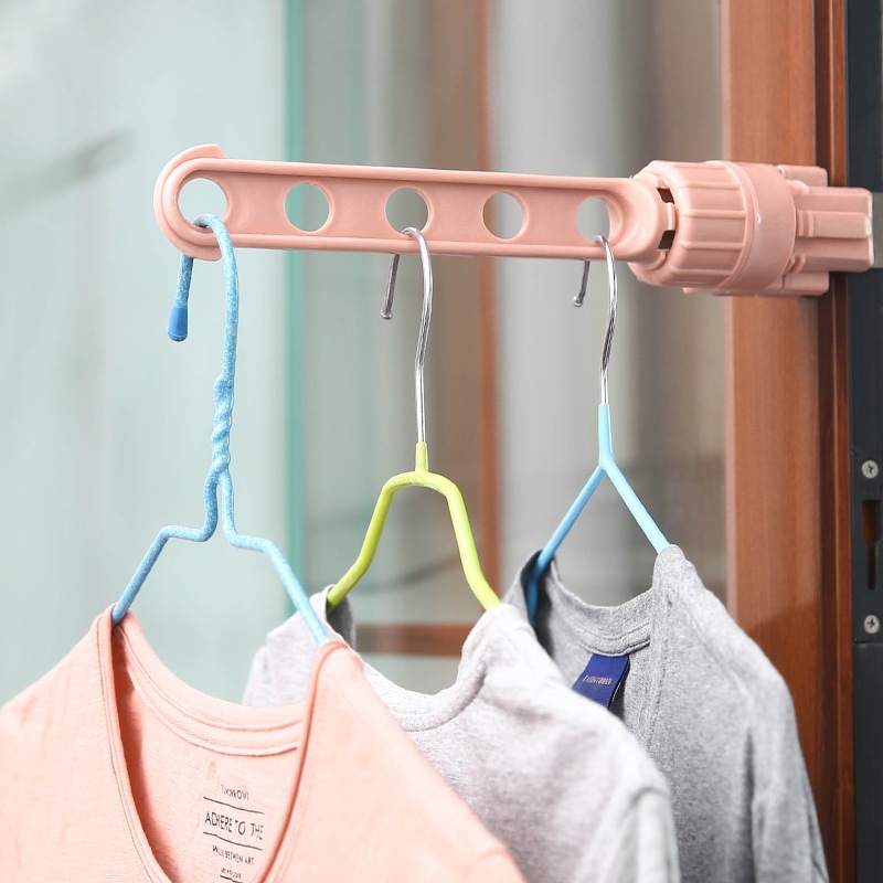 window frame clothes hanger clothes hanger rod indoor 5-hole hanging ...