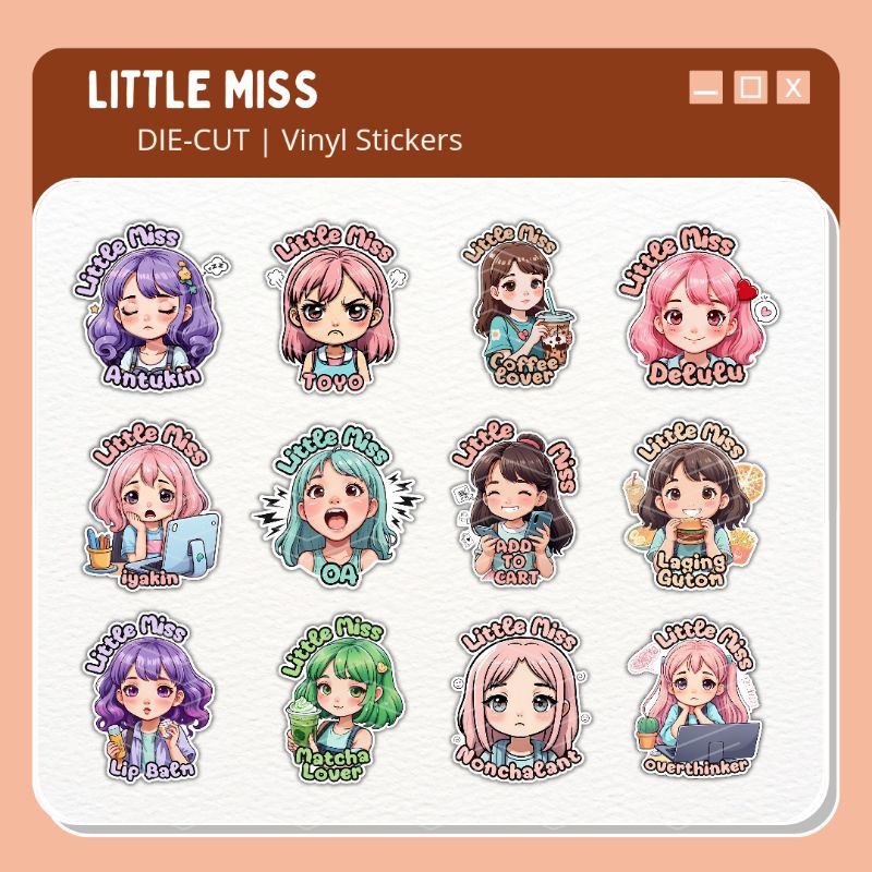 Little Miss Stickers - Cute & Colorful Die-Cut Waterproof Vinyl ...