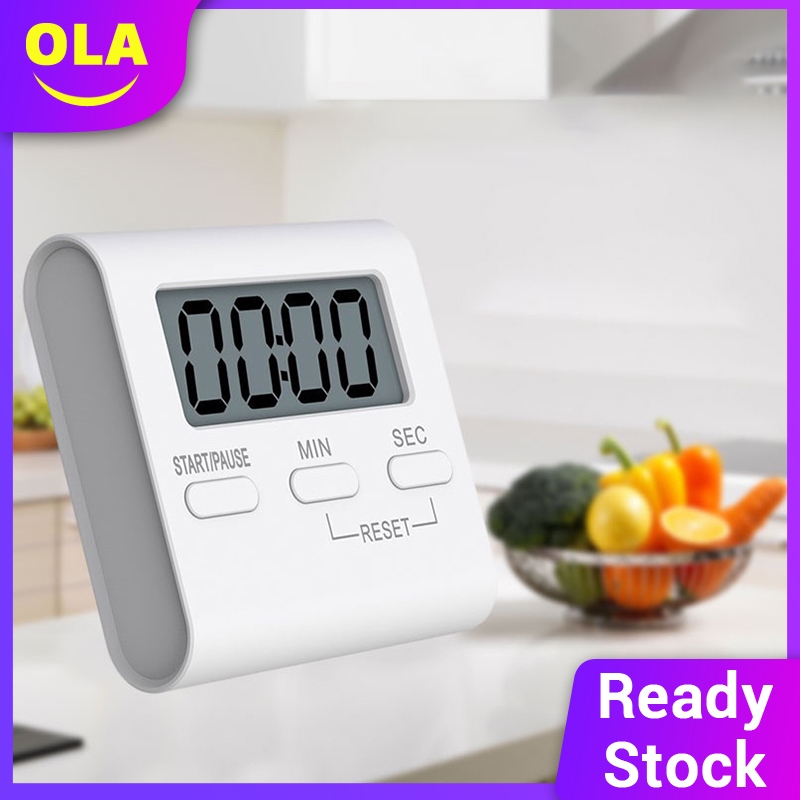 White Digital Kitchen Timer Cooking Digits Loud Alarm Magnetic Backing ...