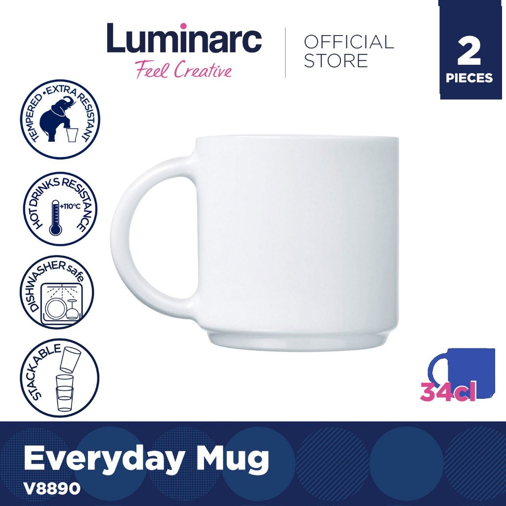 Luminarc V8890 2pc Everyday Coffee Tea Mug 340ml Mug Set CARE046 ...