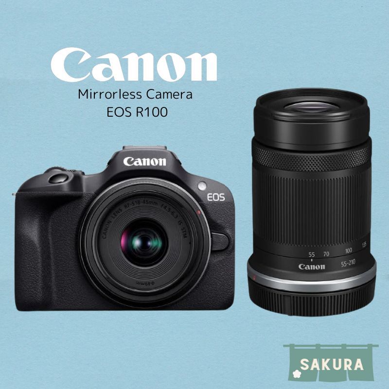 Canon Mirrorless Camera EOS R100 Standard/Double Zoom Kit Black/APS-C ...