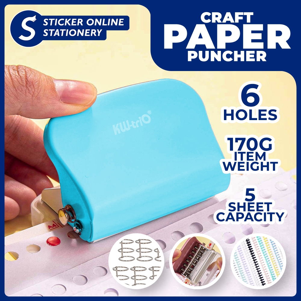 KW-triO 6 Hole Puncher Handheld Metal Round Paper Punch Hole 6mm for A4 ...