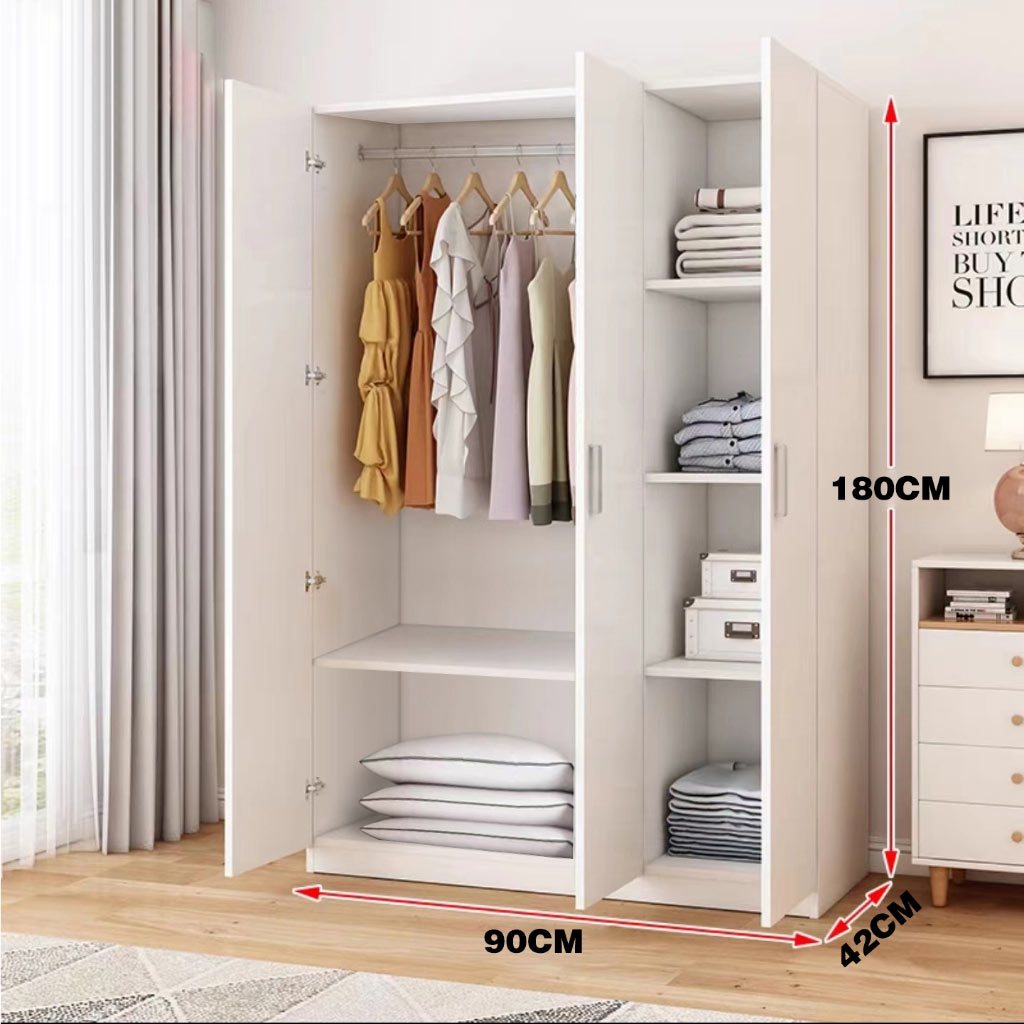 Solid Wood wardrobe with drawers Bedroom Multifunctional Cabinet For ...