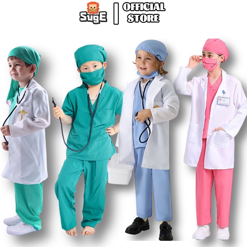 Doctor Career Costume for Kids Boys Blue Nurse Uniform Role Play ...