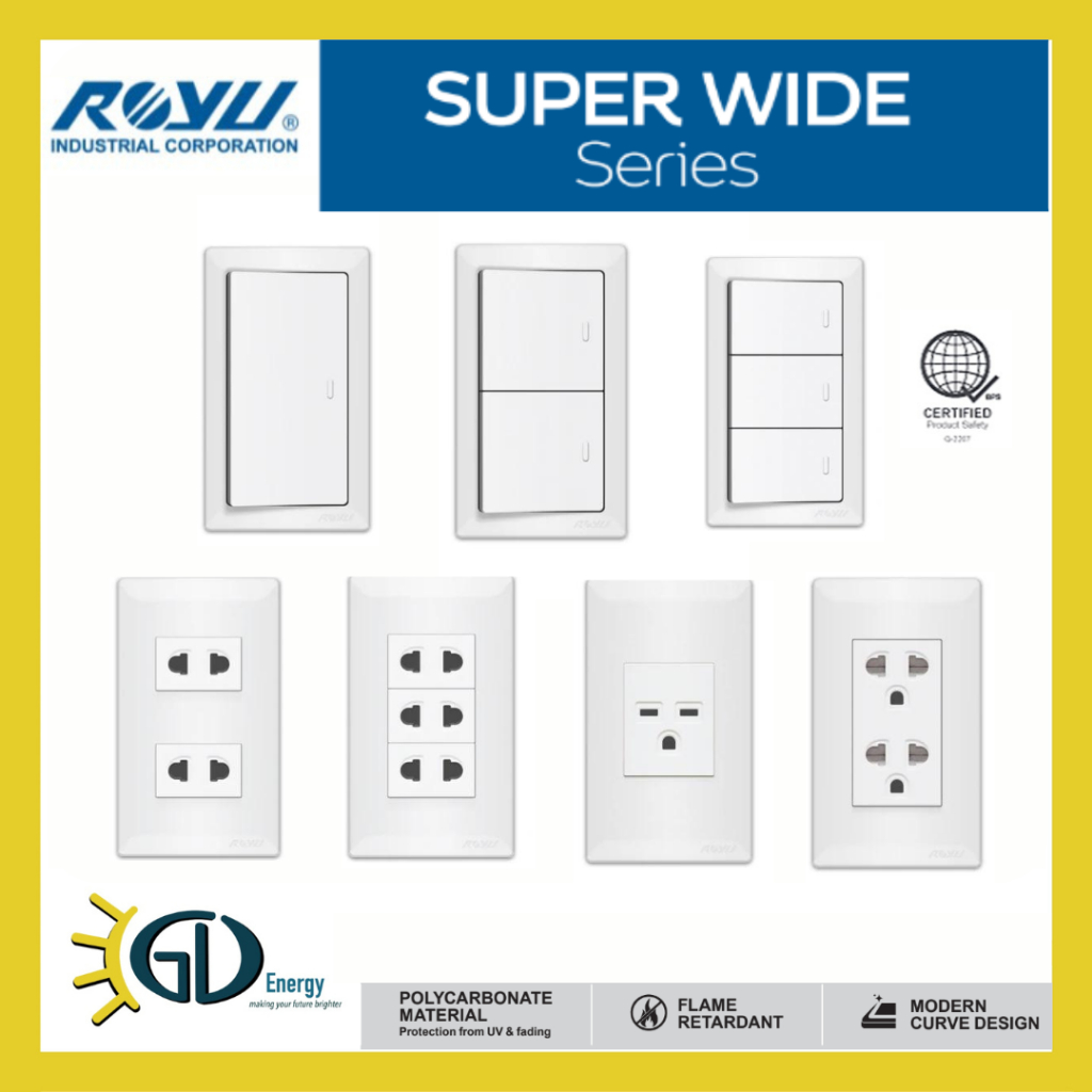 ROYU Super Wide Series 1/ 2 / 3 Gang Switch and Outlet | Shopee Philippines