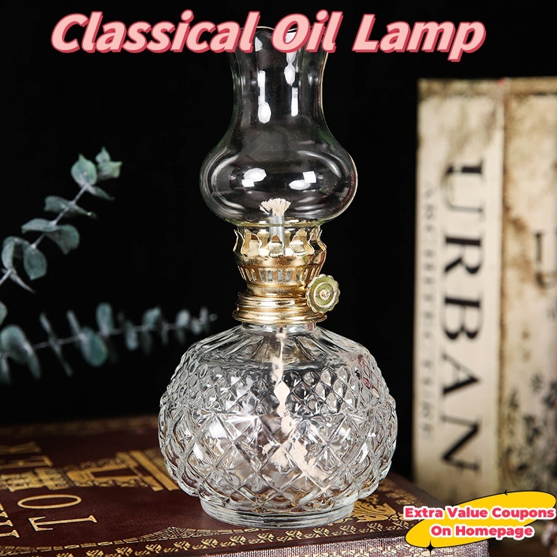 Empty Oil Lamp Classic Indoor or Outdoor Clear Glass Oil Lamp Ideal for ...