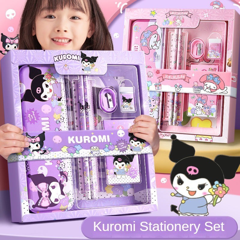 iBaby 12pcs Sanrio Stationery Set Kuromi Pencil Case Ruler Crayons for ...
