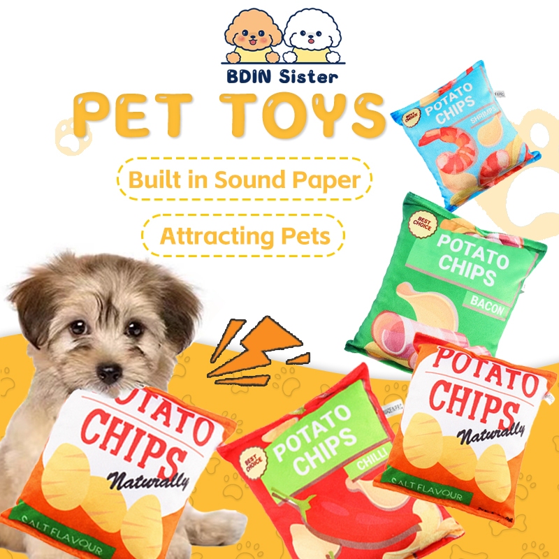 Dog Potato Chips Toy Bite Resistant Interactive Dog Sounding Paper Toys ...