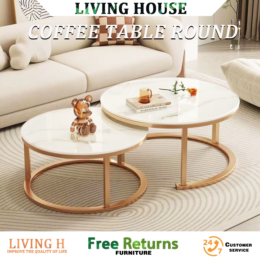 LIVING Tea table Round Combination Of Steel Wood Coffee Table Home ...