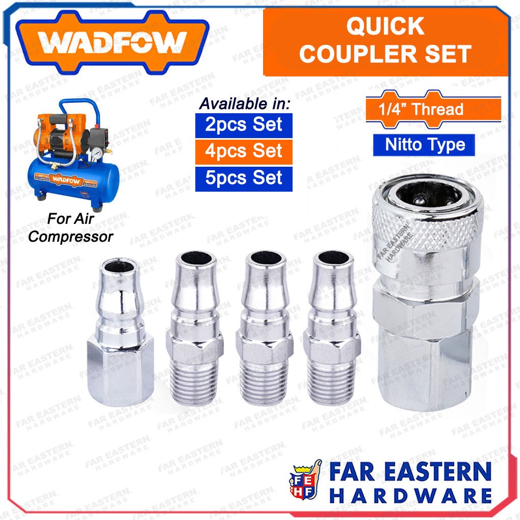 WADFOW Quick Connect Air Coupler & Plug Socket Hose Set 1/4" Male ...