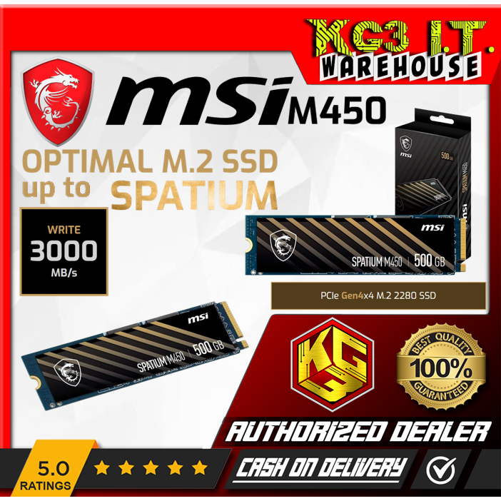 MSI SPATIUM M450 PCIe 4.0 NVMe M.2 500GB Internal Gaming SSD up to ...