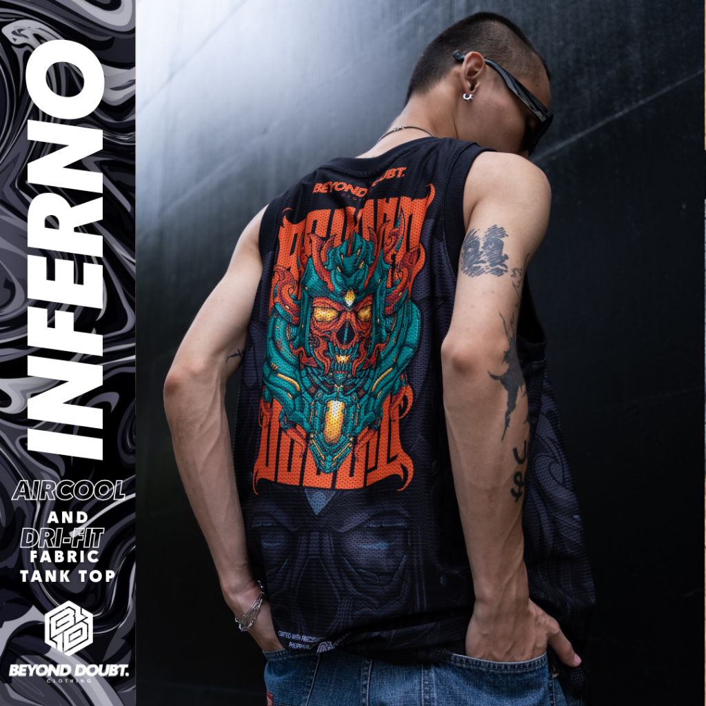 TANK TOP - "INFERNO” Design AIRCOOL Fabric - BEYOND DOUBT CLOTHING ...