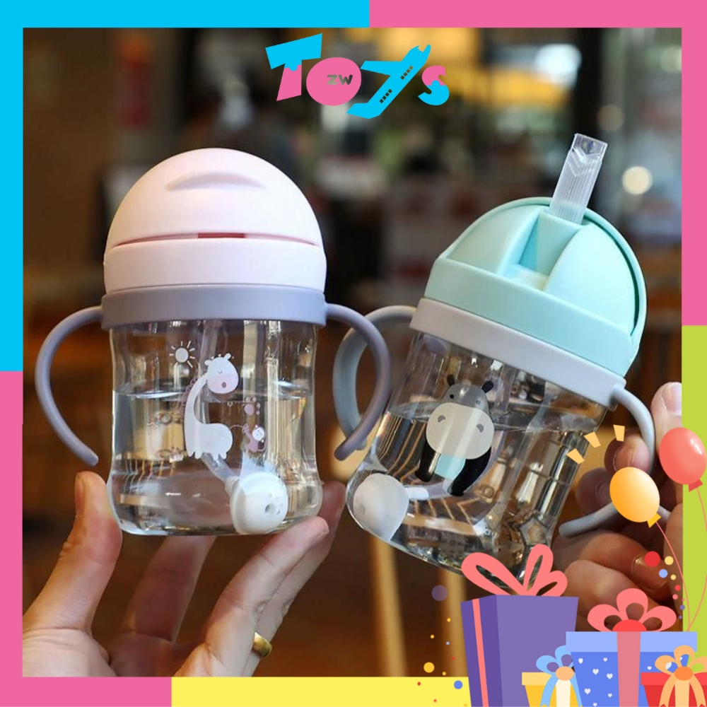 ZW PH 250ml Baby Water Bottle Drinking Bottle Sippy Cup Strap Cup Feeding Bottle Kid's handle ...