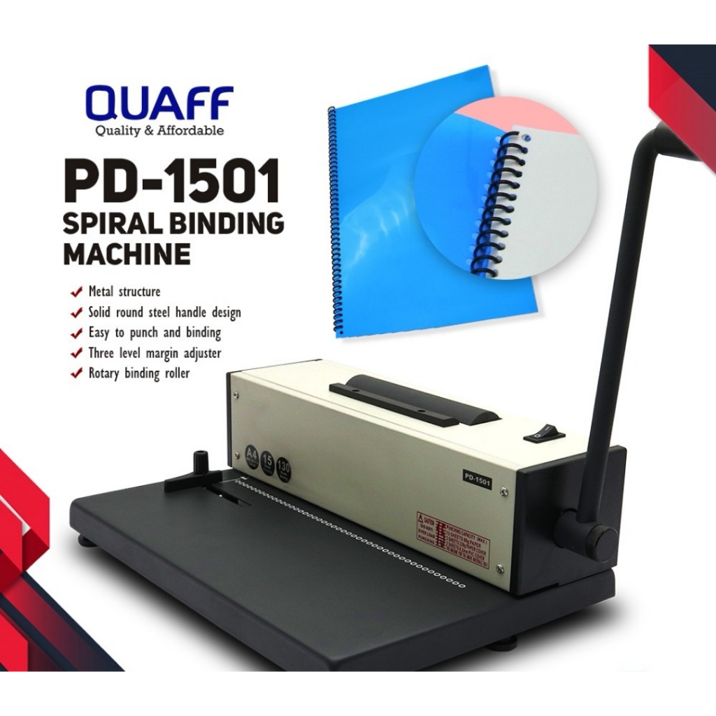 QUAFF Spiral Binding Machine PD-1501 A4 SIZE | Shopee Philippines