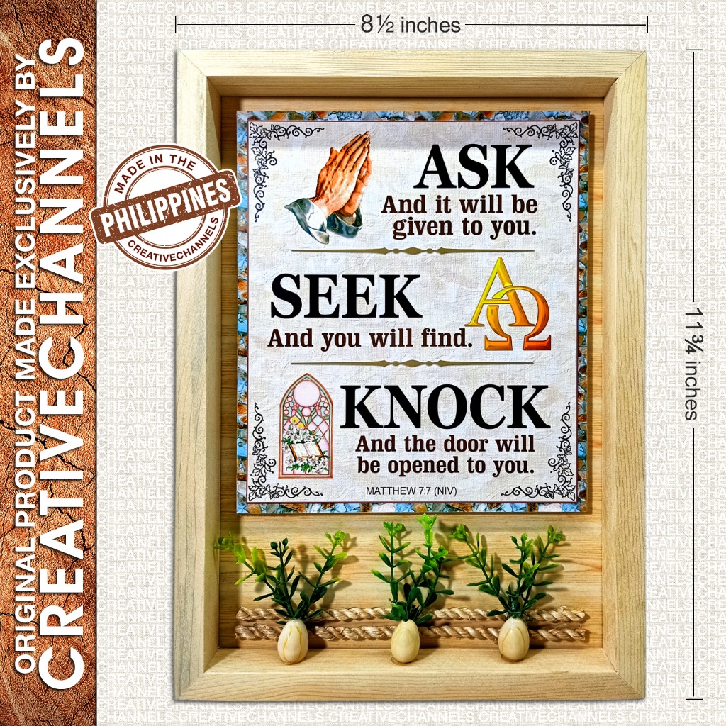 Wooden Wall Decor, Y15-04E by CreativeChannels, ASK, SEEK, KNOCK, Bible ...