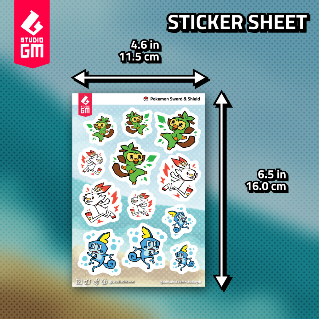 Pokemon Sword Shield Starters Sticker Sheet Grookey Scorbunny Sobble ...