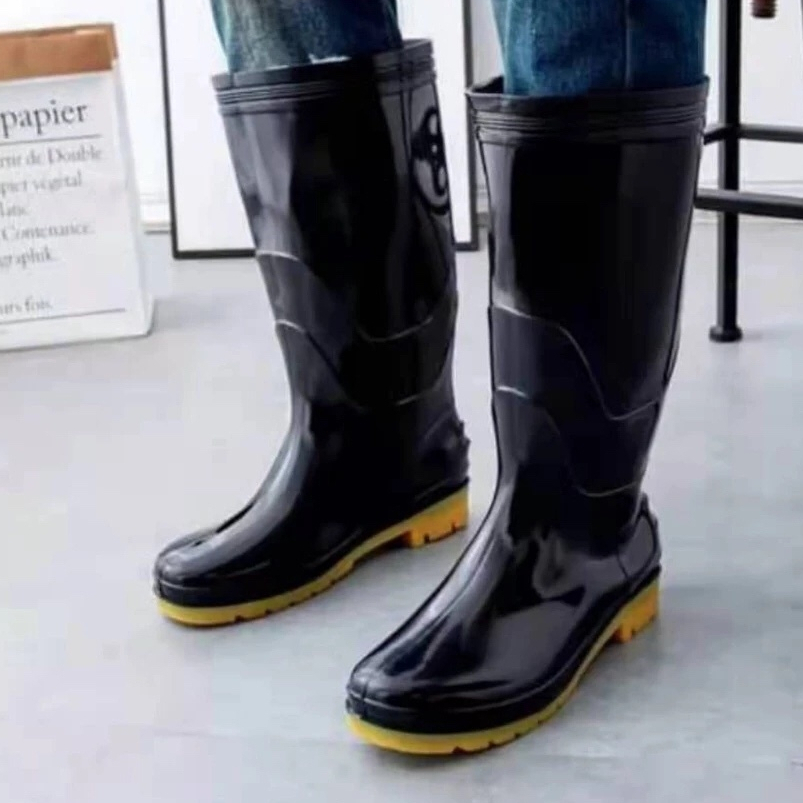High quality rubber Black Long Rain boots Bota for men | Shopee Philippines
