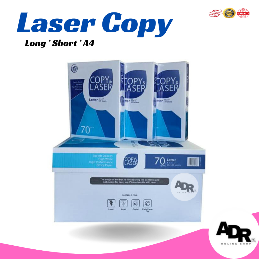 Laser Copy BOND PAPER LONG, SHORT, A4 COPY & LASER , 500 SHEETS PER ...