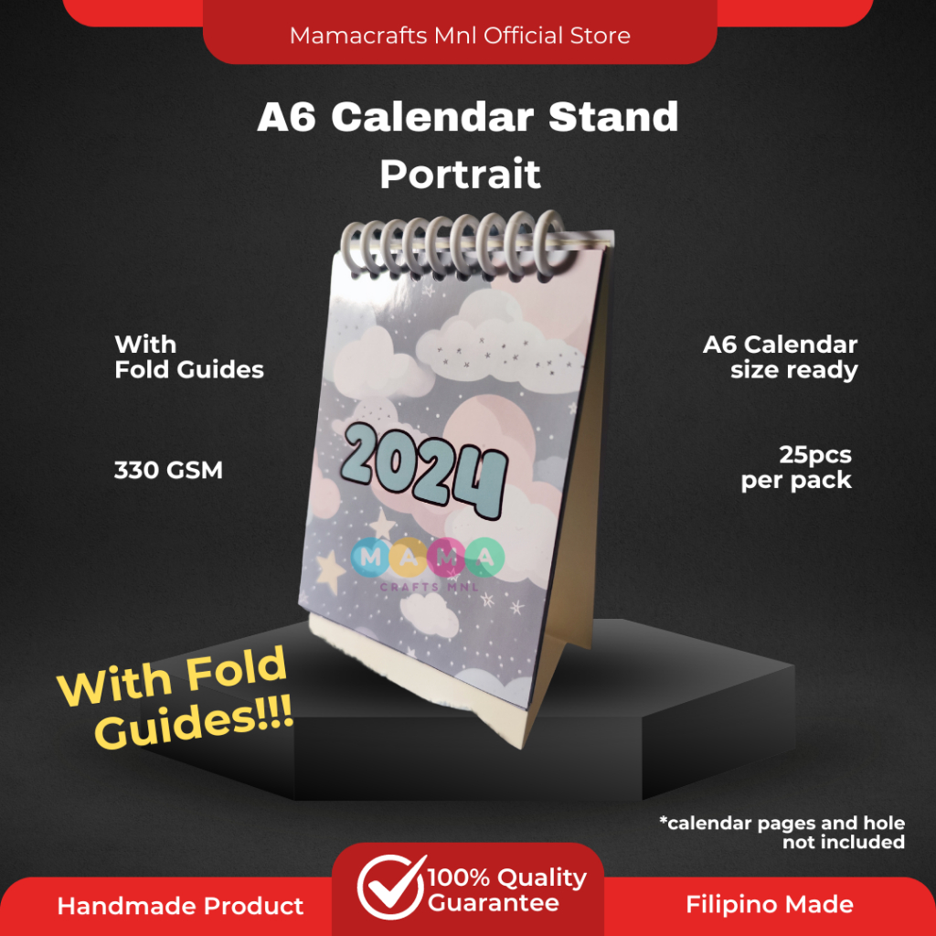Calendar Foldcote Stand for A6-size Portrait Desktop Calendar | Shopee ...
