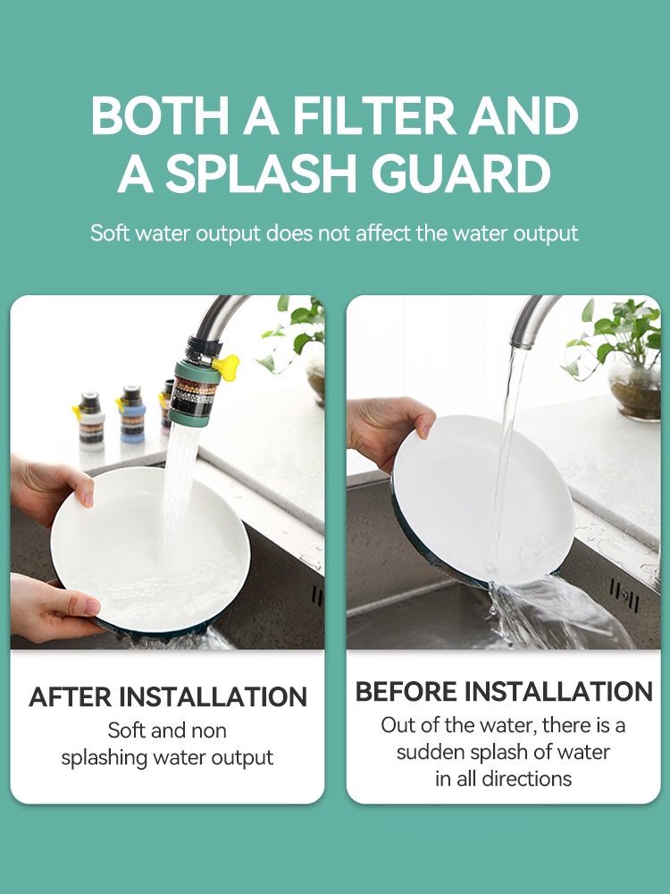 AIODIY Universal 360 Degree Faucet Filter Splash Activated Carbon ...