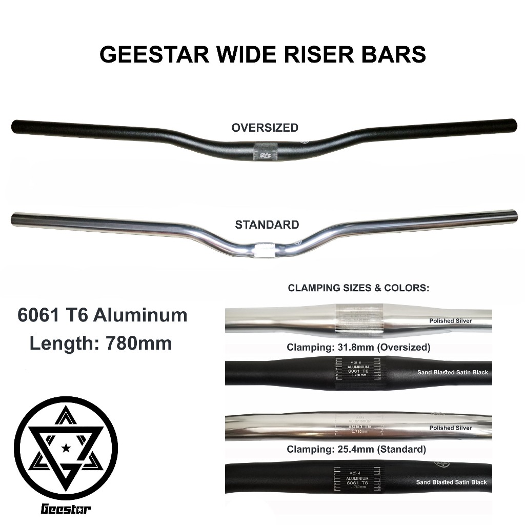 Geestar Bike Handlebar Wide Riser Bar 780mm Standard 25.4 Oversize 31.8 Alloy MTB Road Fixie DJ Bike Shopee Philippines