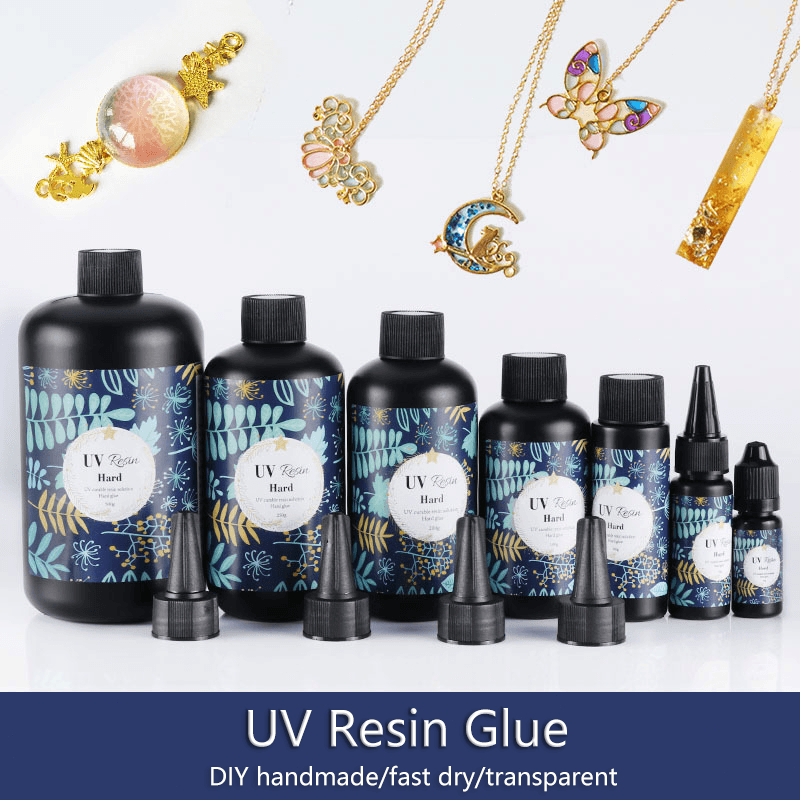 Hard UV Resin Glue DIY Crystal Clear Ultraviolet Curing Epoxy Resin Jewelry Making 25g/50g/100g ...