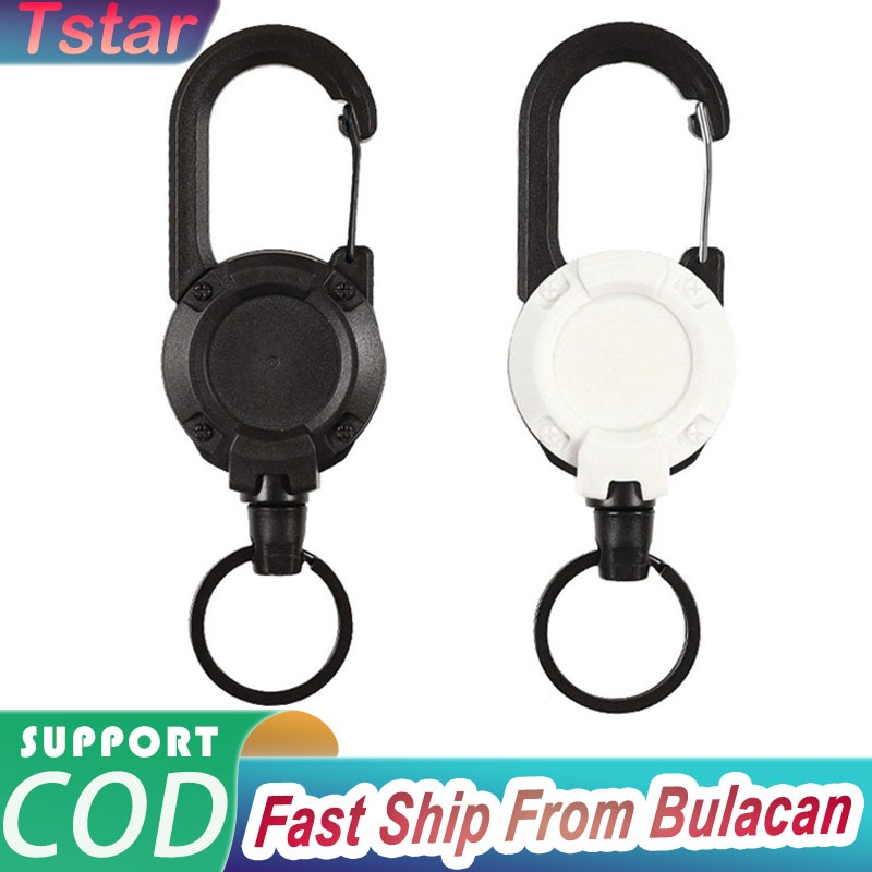 Retractable Keychain ID Badge Reel Holder Easy Pull Buckle Rope Elastic ...