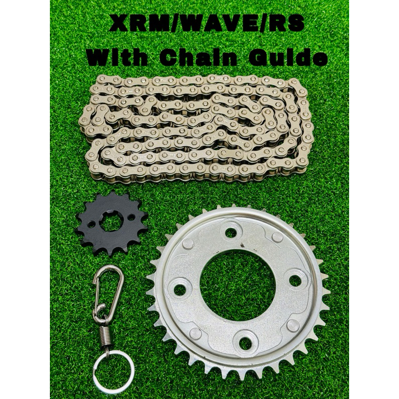 Wave/Xrm/rs sprocket set with chain guide 428H heavy duty | Shopee ...