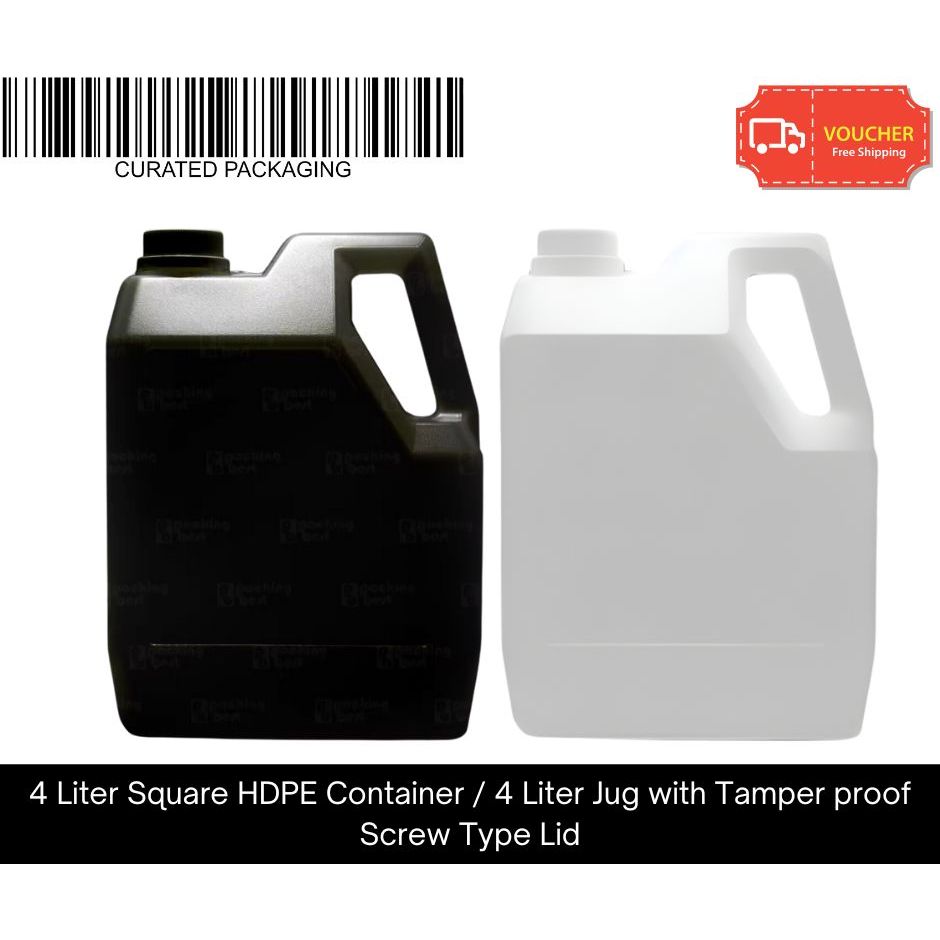 BRAND NEW! 4 Liter B Type Square HDPE Container / 4 Liter Jug With ...