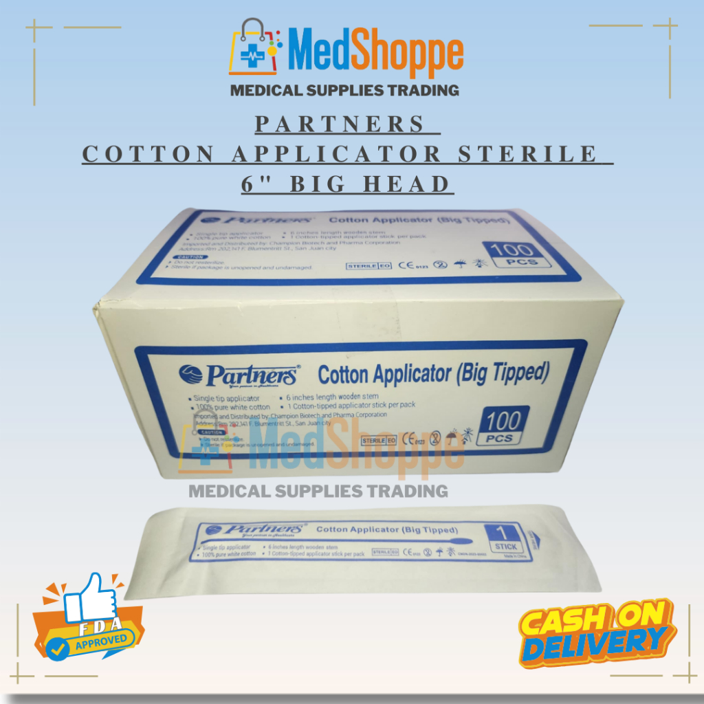 PARTNERS COTTON APPLICATOR STERILE 6" BIG TIPPED | Shopee Philippines