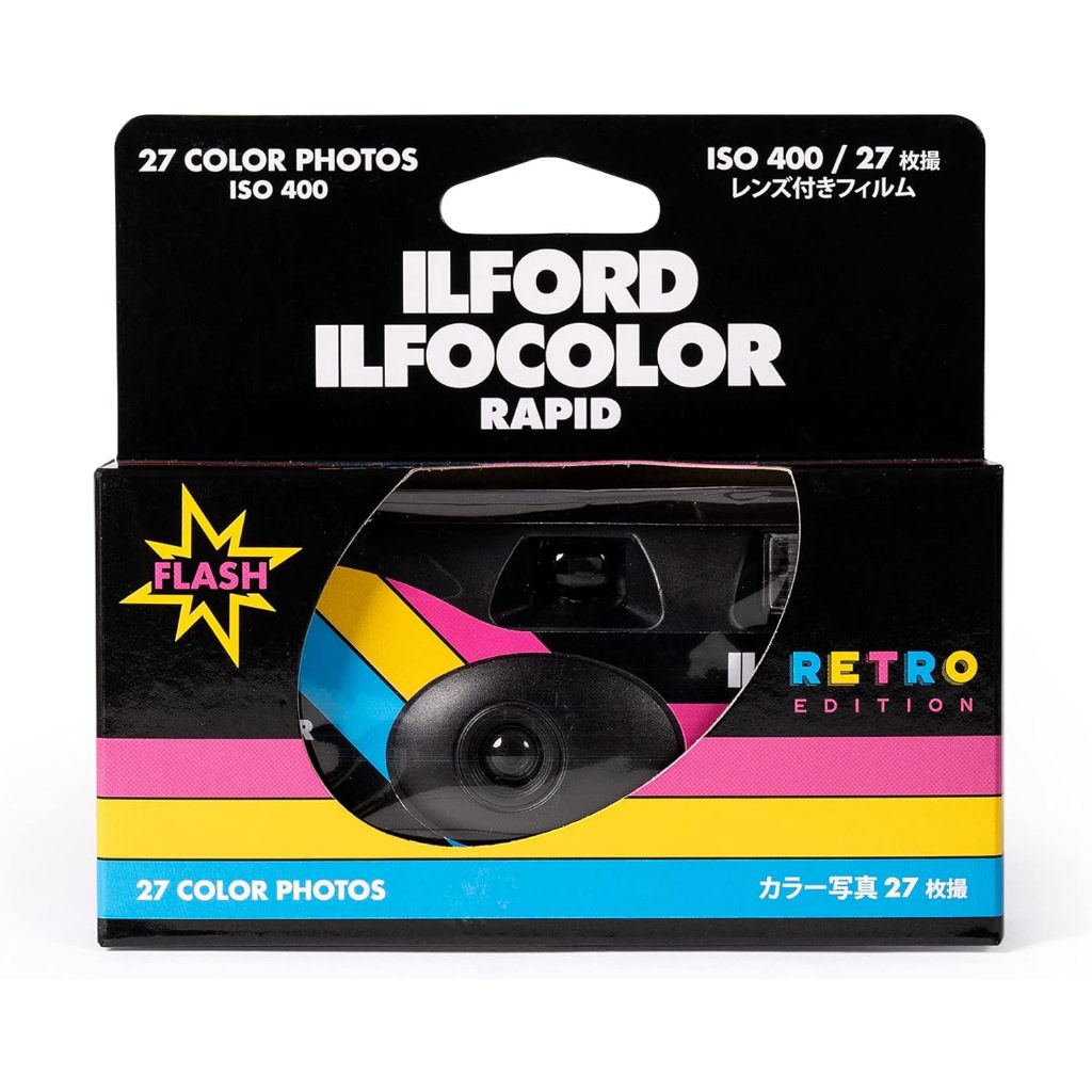 Ilford ILFOCOLOR Rapid Retro Single Use Color Film Camera - Black (27 ...