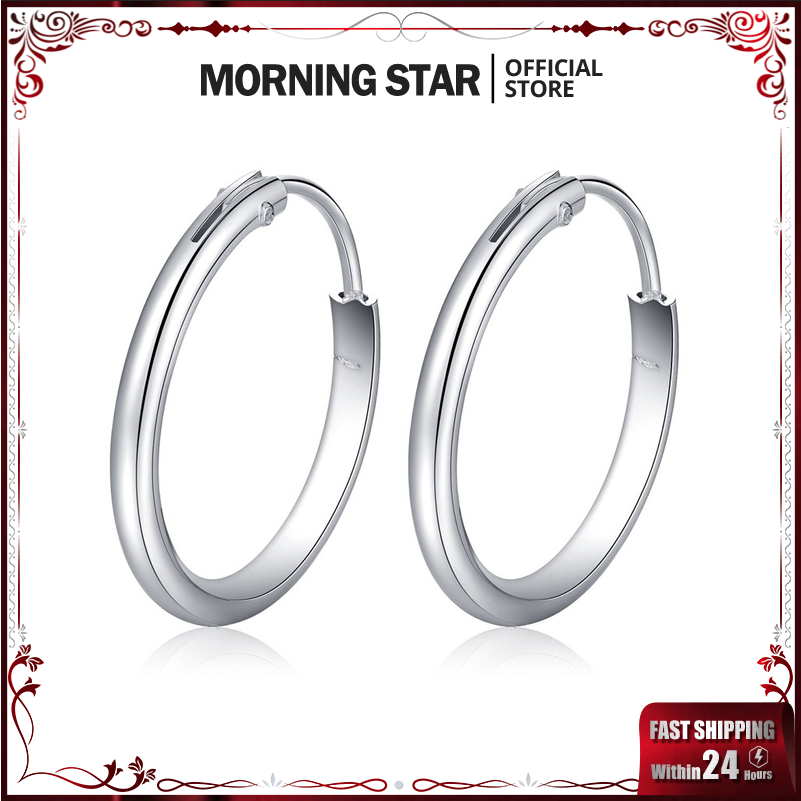 Morning Star Silver E109 Italy 925 Loop Earrings | Shopee Philippines