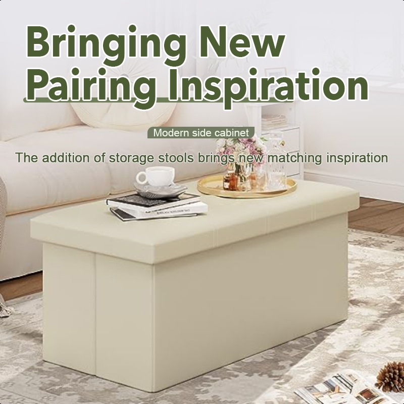 EKO leather sofa storage box foldable storage box ottoman box ...