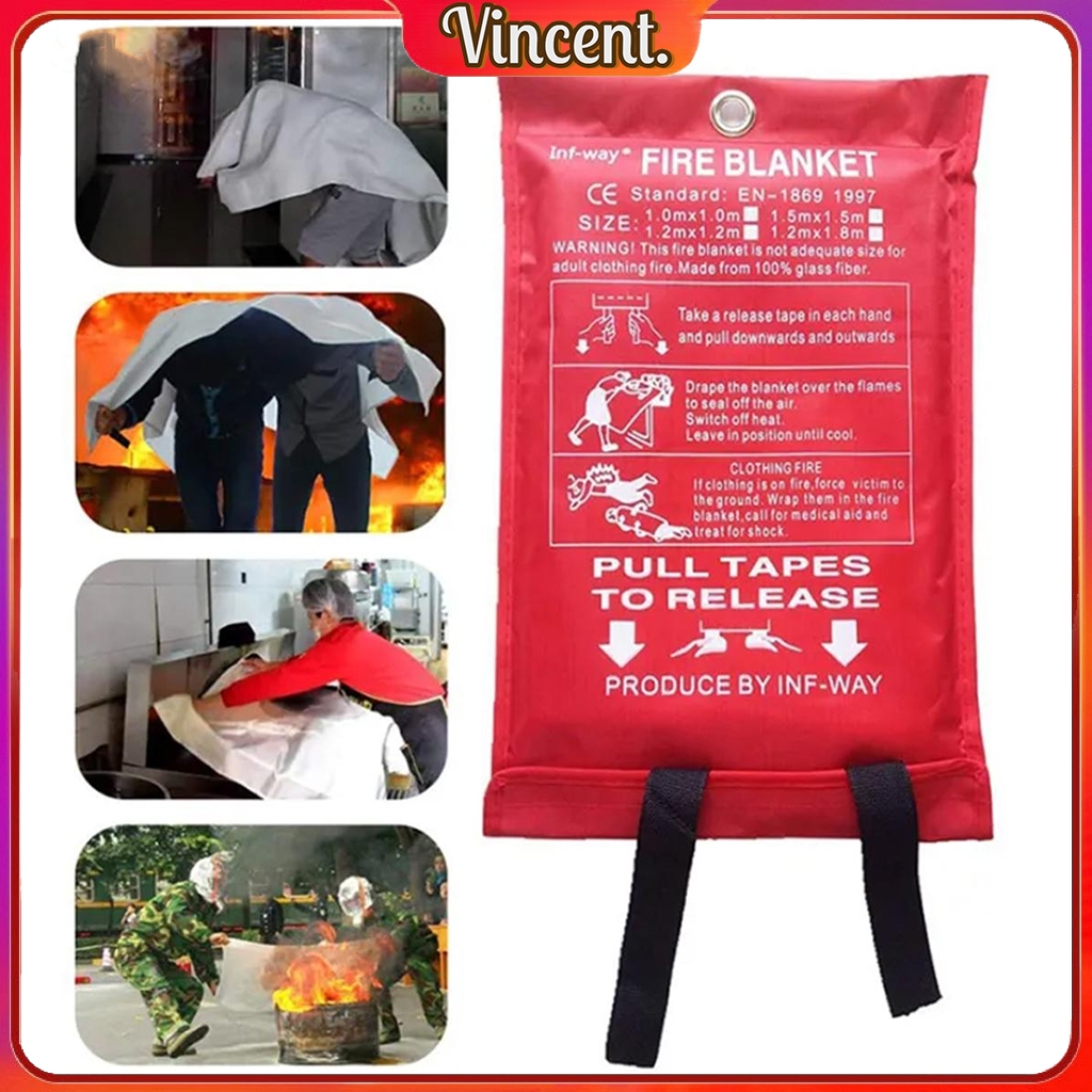 1.5M x 1.5M Sealed Fire Blanket Thickened Home Safety Lighting Fire ...