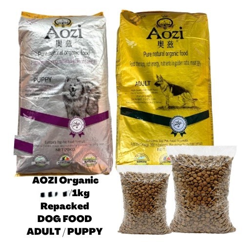 REPACK (1KG) AOZI Organic Puppy Adult GOLD SILVER Dog Dry Food Dog ...