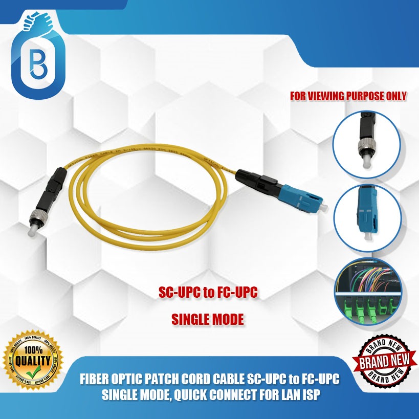 FIBER OPTIC PATCH CORD CABLE SC-UPC to FC-UPC SINGLE MODE, QUICK ...