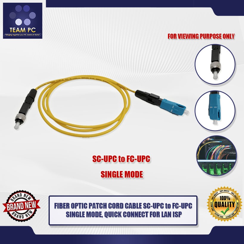 Team Pc Fiber Optic Patch Cord Cable Sc Upc To Fc Upc Single Mode Quick Connect For Lan Isp 