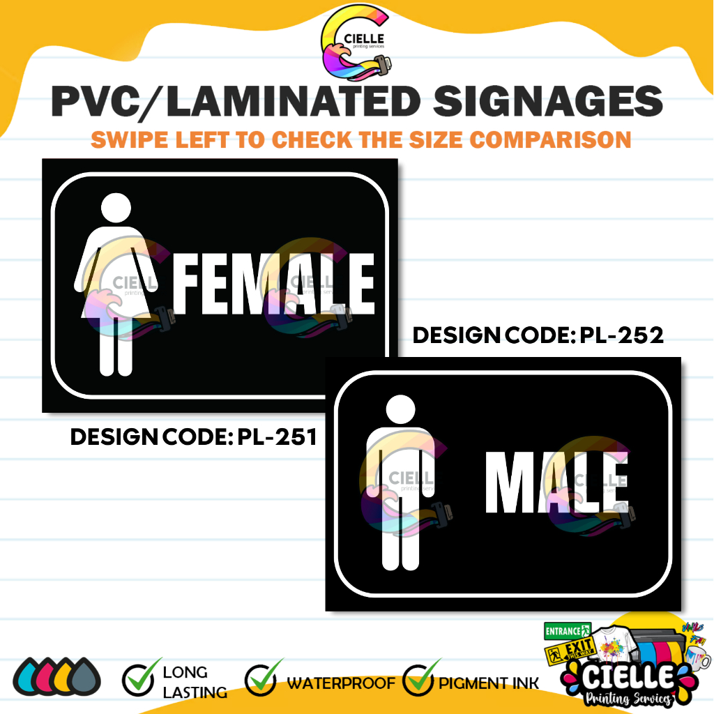 PVC/LAMINATED/STICKER SIGNAGES (PL-251&PL-252) - MALE/FEMALE Toilet ...