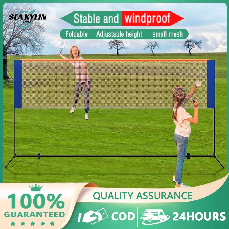 Portable badminton net set indoor and outdoor adjustable steel pipe ...