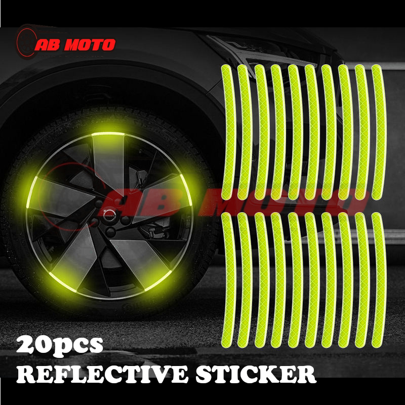 20PCS Reflective Sticker Motorcycle Car Wheel Stripe Stickers Night ...