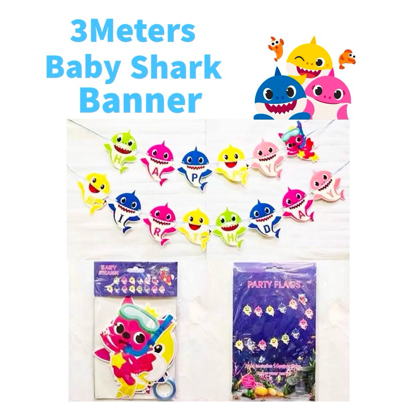 3m Baby Shark Happy Birthday Banner for Baby Shark Theme Party ...