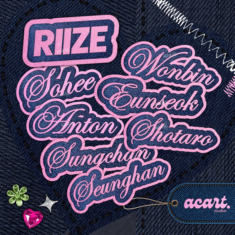 RIIZE Jeans Typography Vinyl Stickers (Shotaro, Eunseok, Sungchan ...