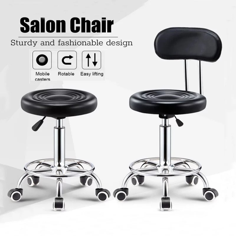 Round Stool Work Bar Chair With Backrest Bar Adjustable Chair For Spa ...