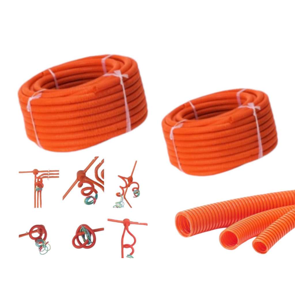 PVC ORANGE FLEXIBLE HOSE 1/2" (20mm) x 50m PVC corrugated electrical flexible hose | Shopee ...
