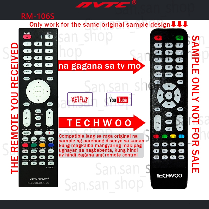 100% Original button Universal remote control for techwoo smart tv remote, na gagana sa tv mo ...
