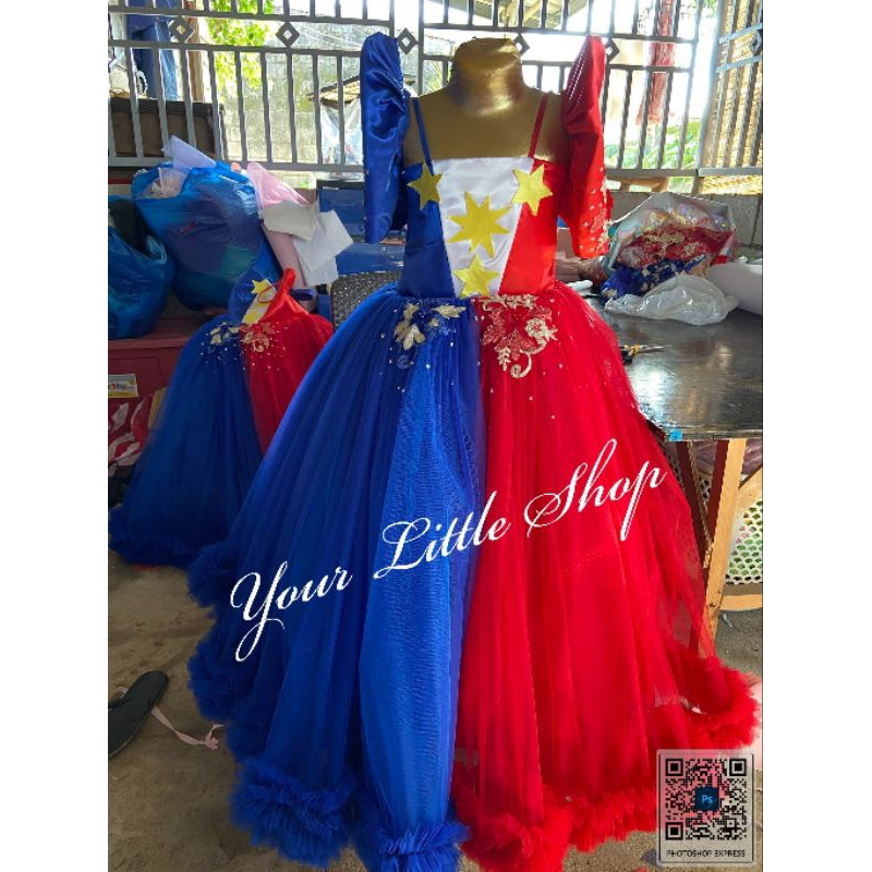 Filipiniana Flag Gown Inspired for Kids | Buwan ng wika | United nation Gown | Shopee Philippines